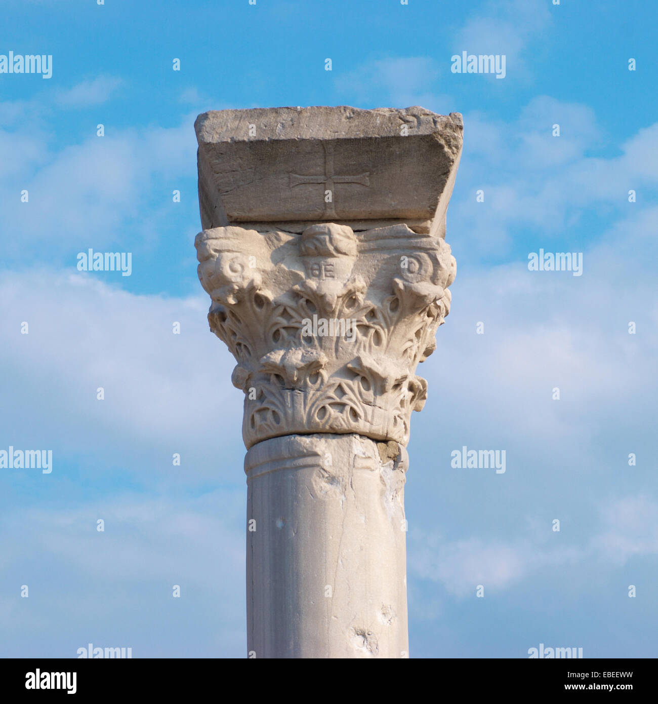 Greek column on the blue sky background Stock Photo - Alamy
