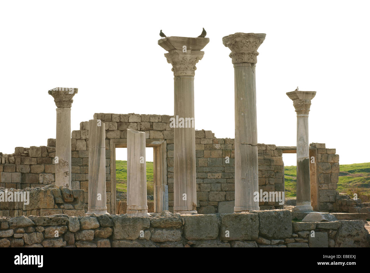 Ancient castle with columns isolated on white background Stock Photo ...