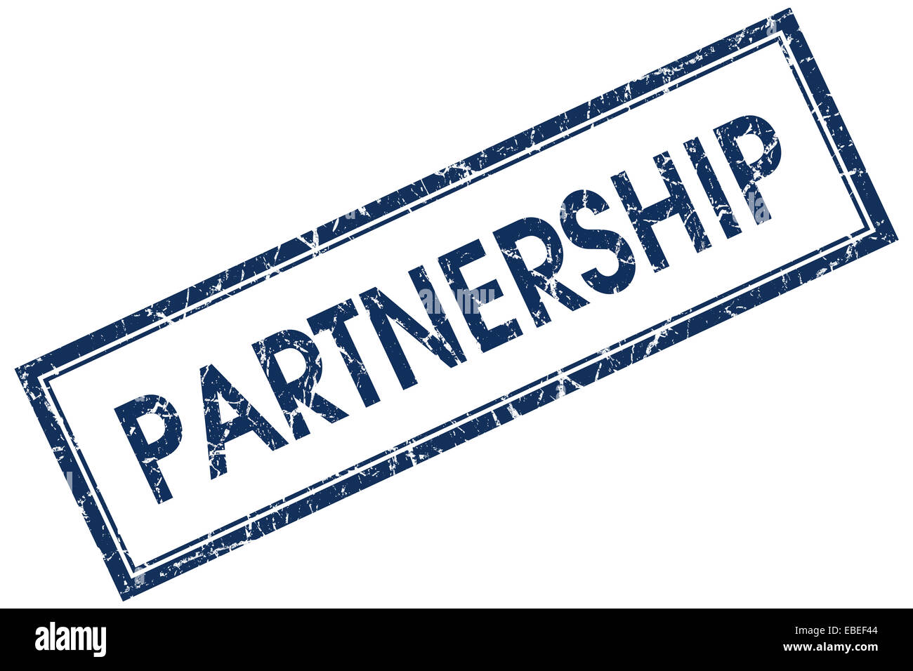partnership blue square stamp Stock Photo - Alamy