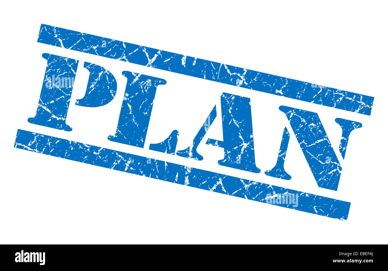 plan blue grunge stamp isolated on white Stock Photo - Alamy