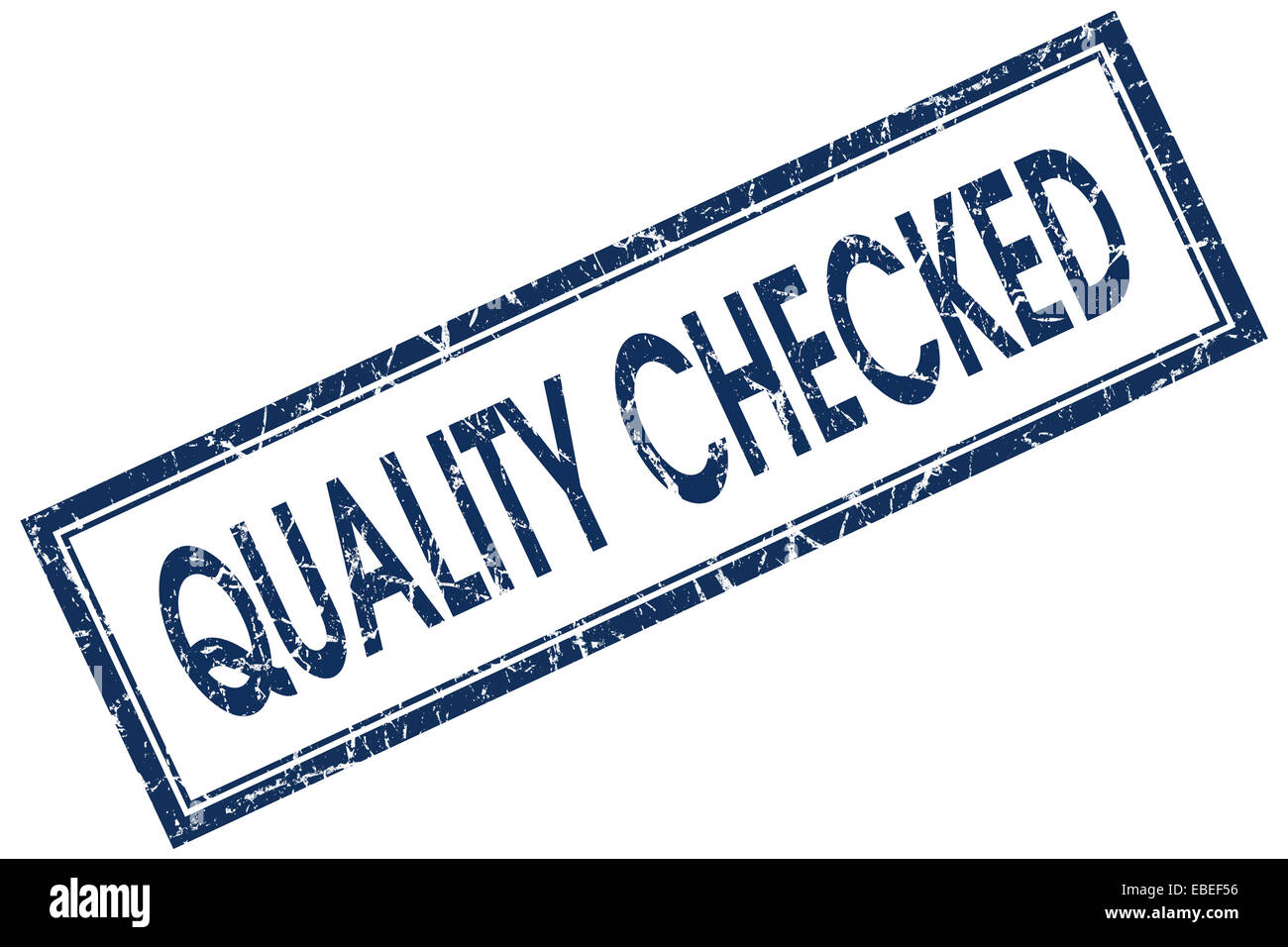 quality checked blue square stamp Stock Photo - Alamy