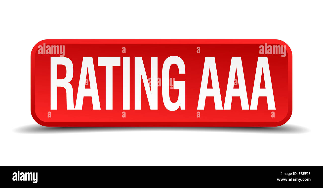 rating aaa red 3d square button isolated on white Stock Photo - Alamy