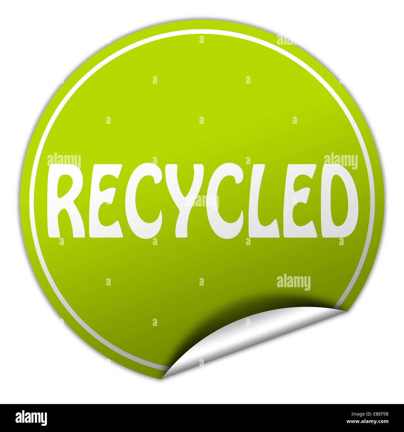 recycled round green sticker on white background Stock Photo - Alamy