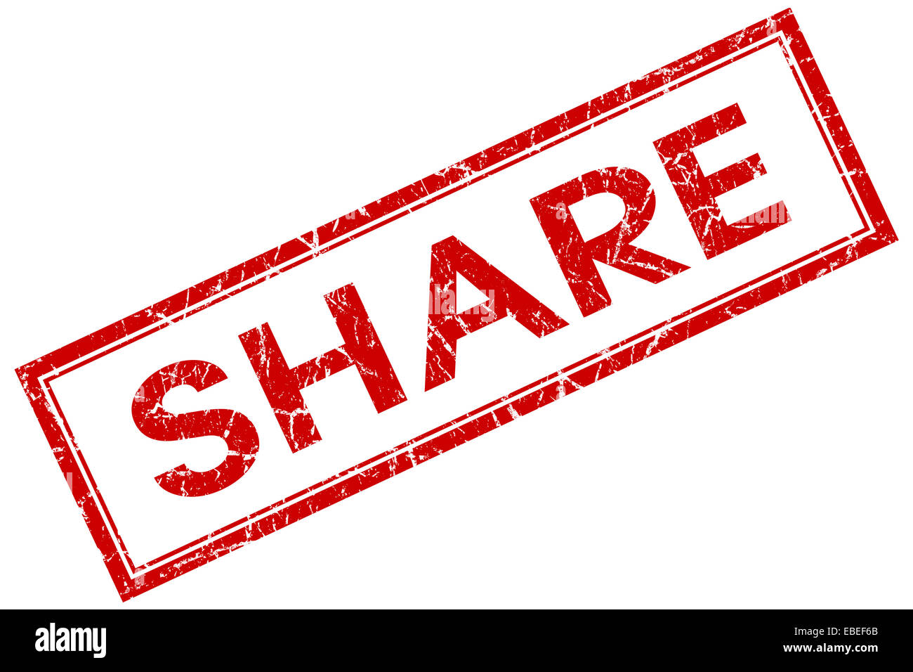 Share red square grungy stamp isolated on white background Stock Photo ...