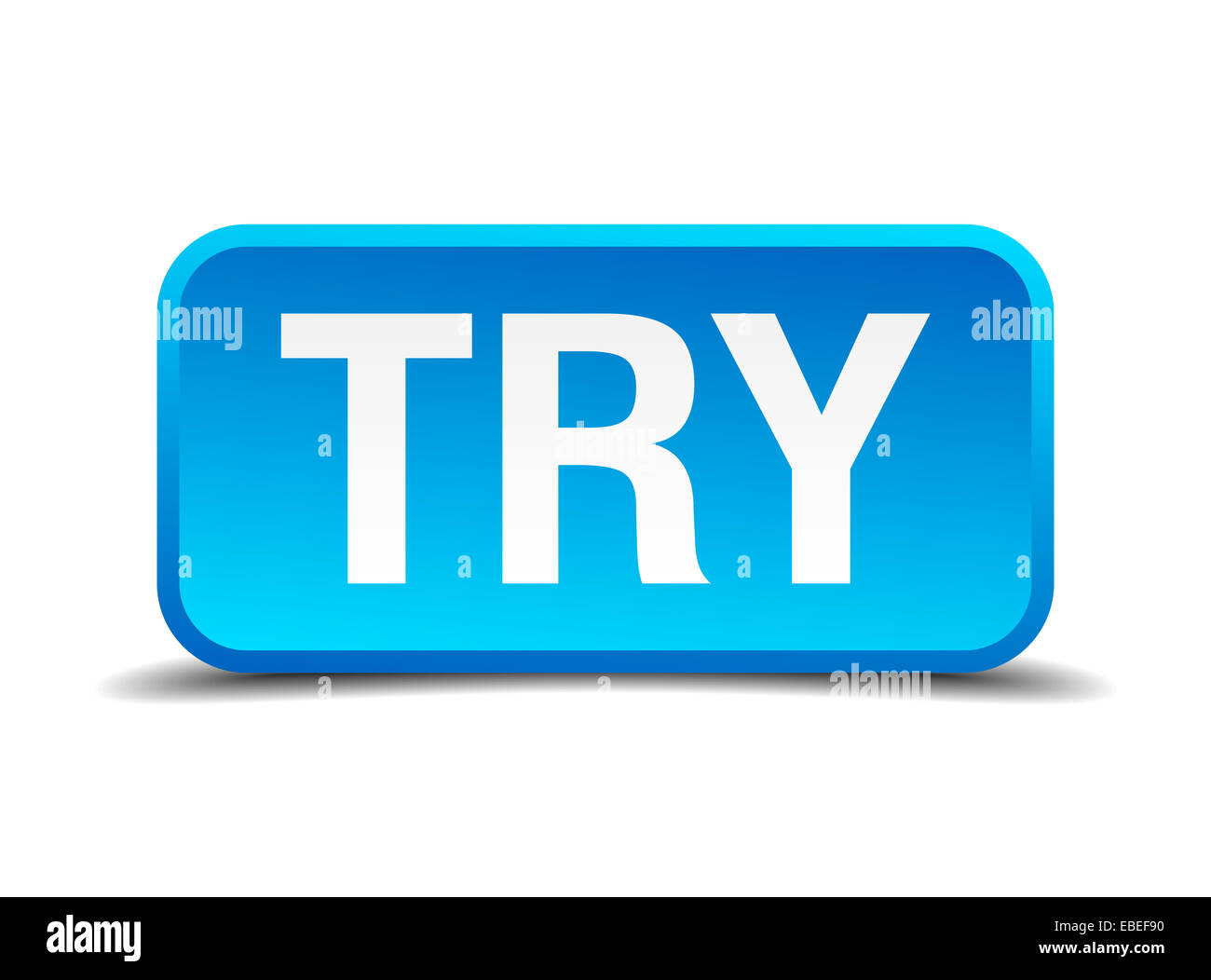 try blue 3d realistic square isolated button Stock Photo - Alamy