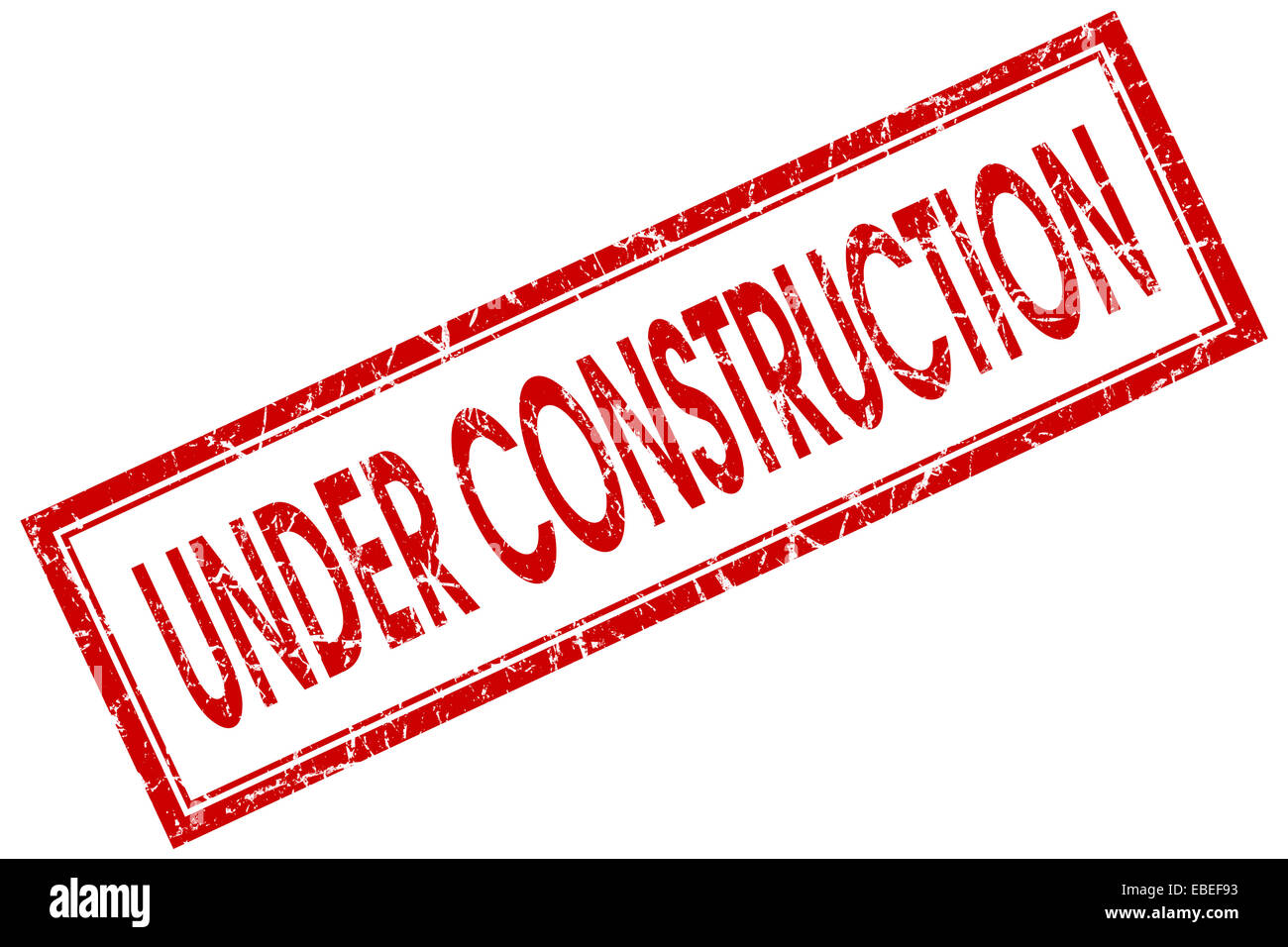 Under construction red square grungy stamp isolated on white background ...
