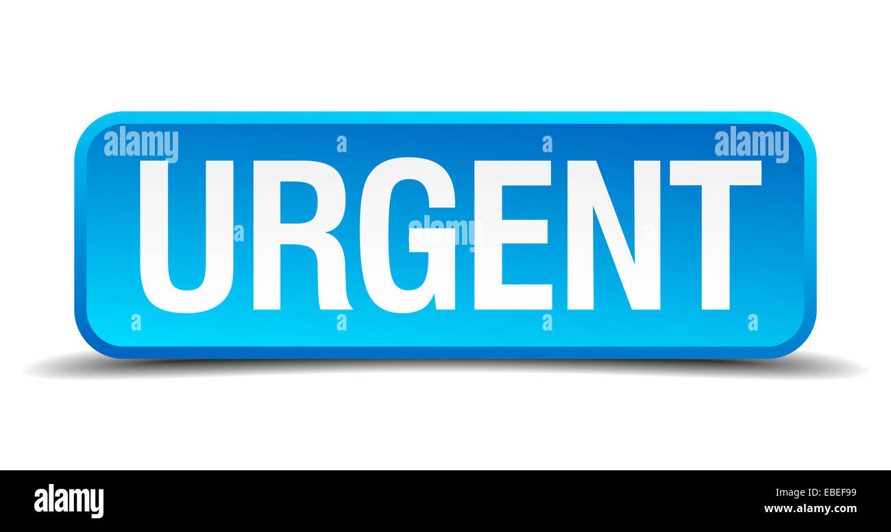 Urgent blue 3d realistic square isolated button Stock Photo - Alamy