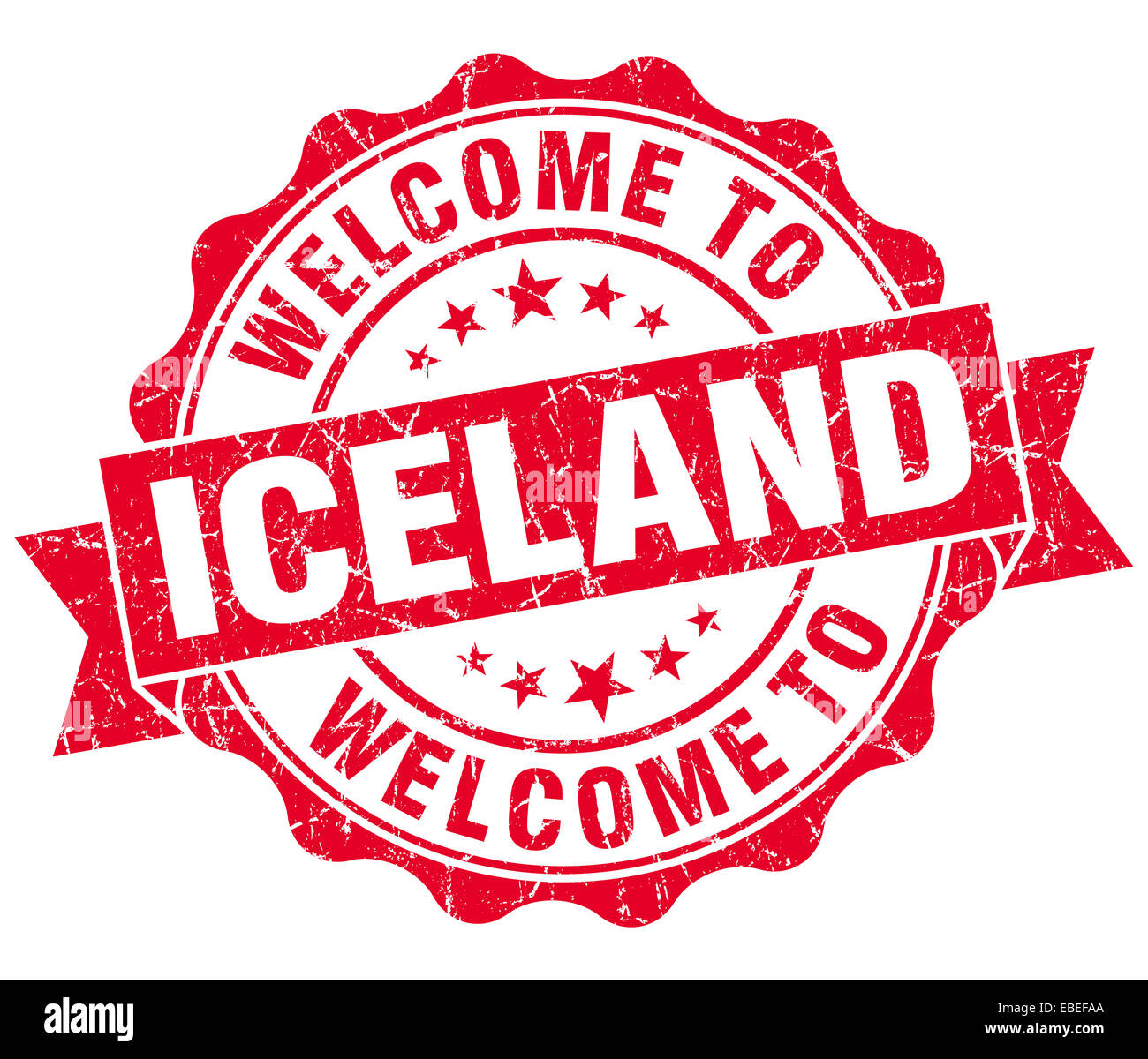 Welcome to Iceland red grungy vintage isolated seal Stock Photo - Alamy