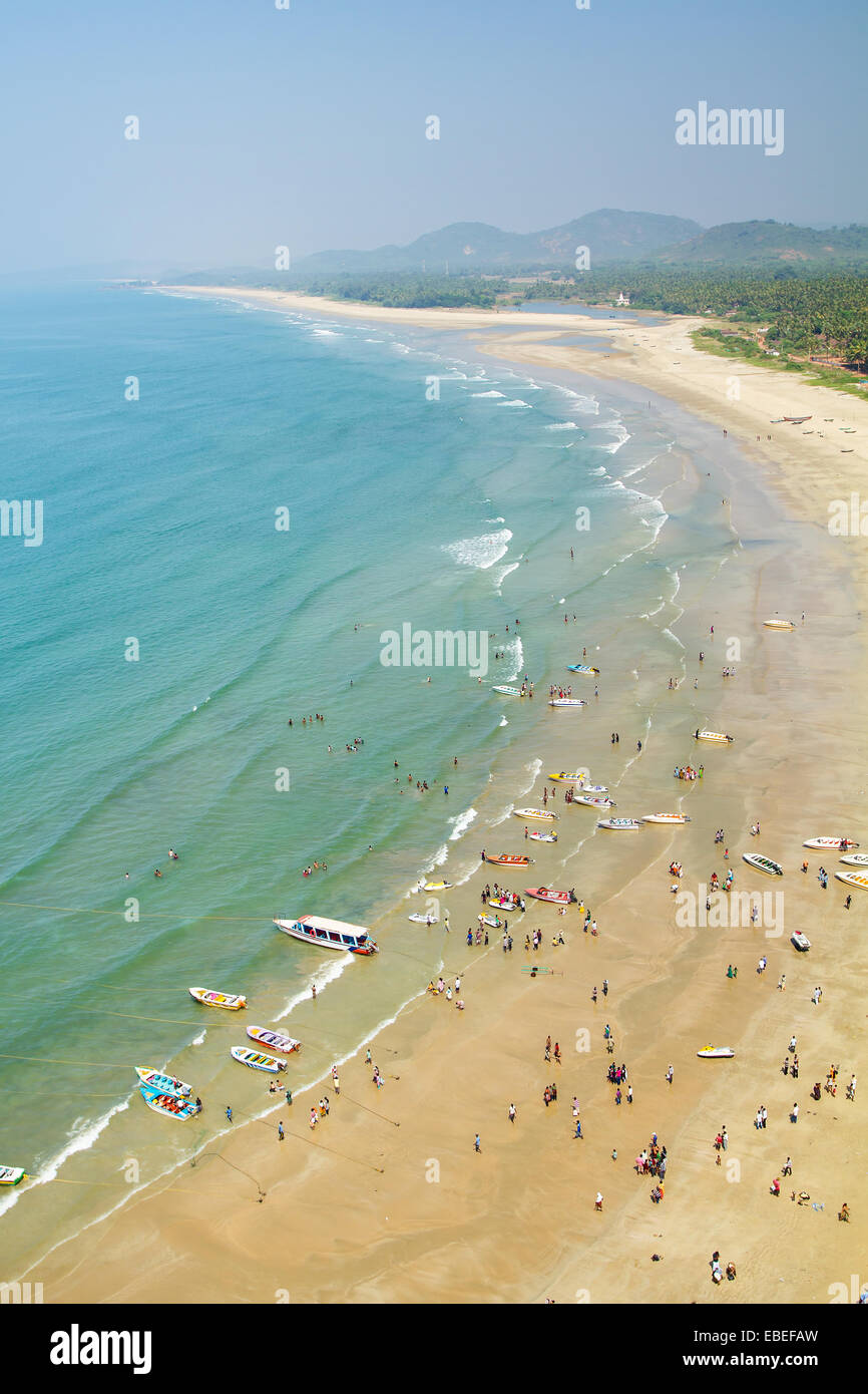 View of the beach from the tower-gopuram in Murudeshwar, Karnataka ...