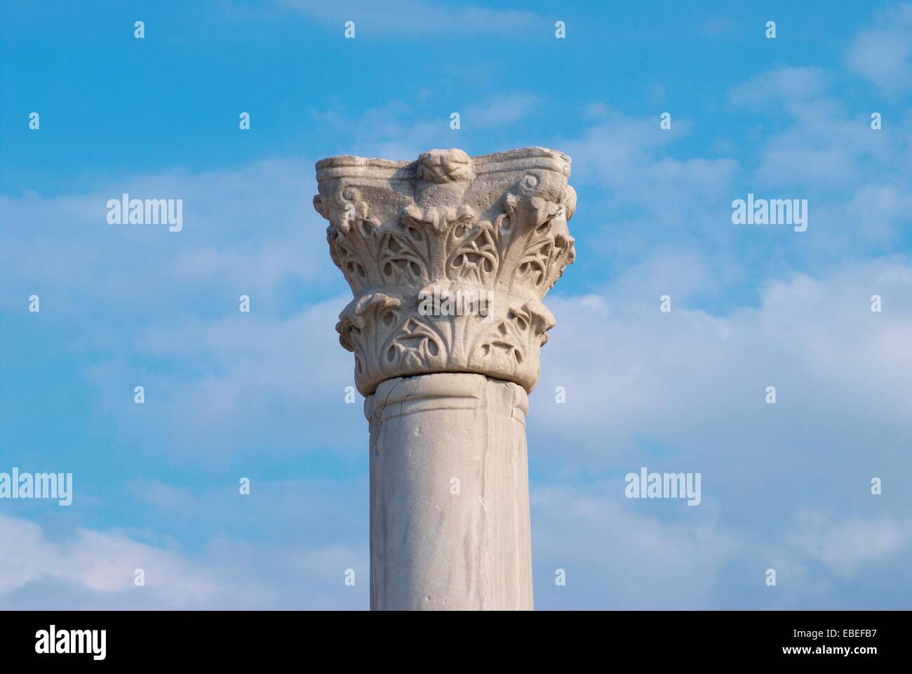Greek column on the blue sky background Stock Photo - Alamy