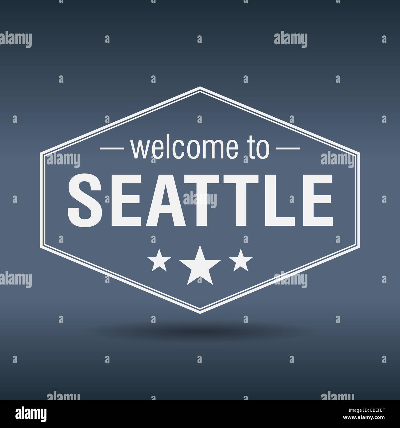 welcome to Seattle hexagonal white vintage label Stock Photo - Alamy
