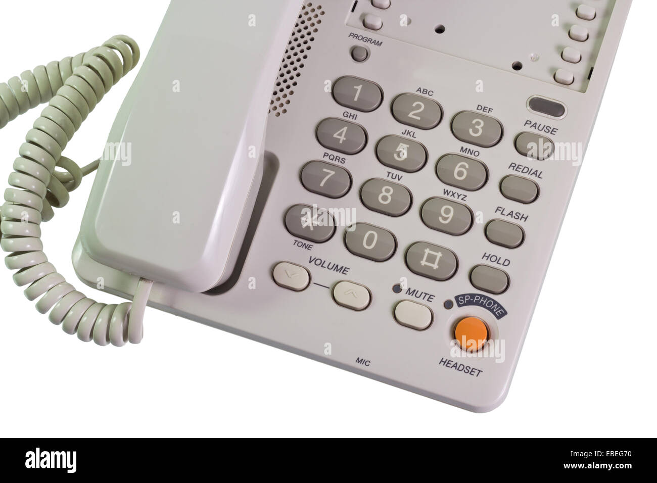 Grey shiny telephone on isolate white background Stock Photo - Alamy