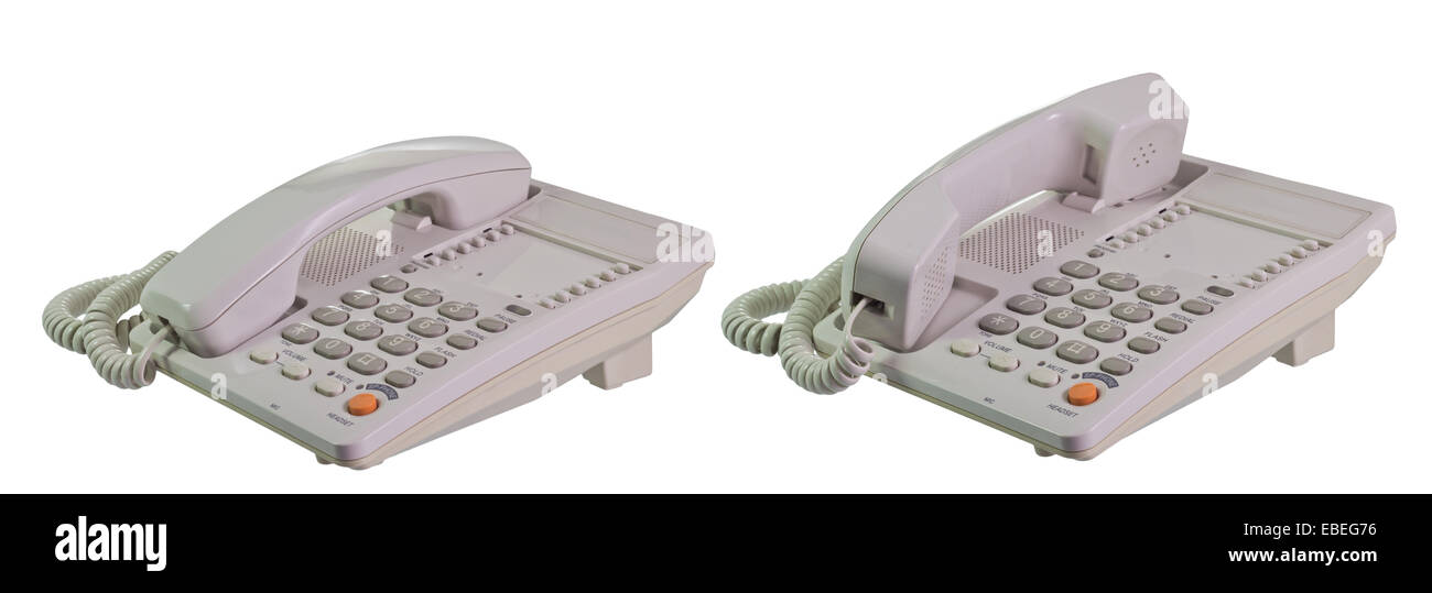 Grey shiny telephone on isolate white background Stock Photo - Alamy