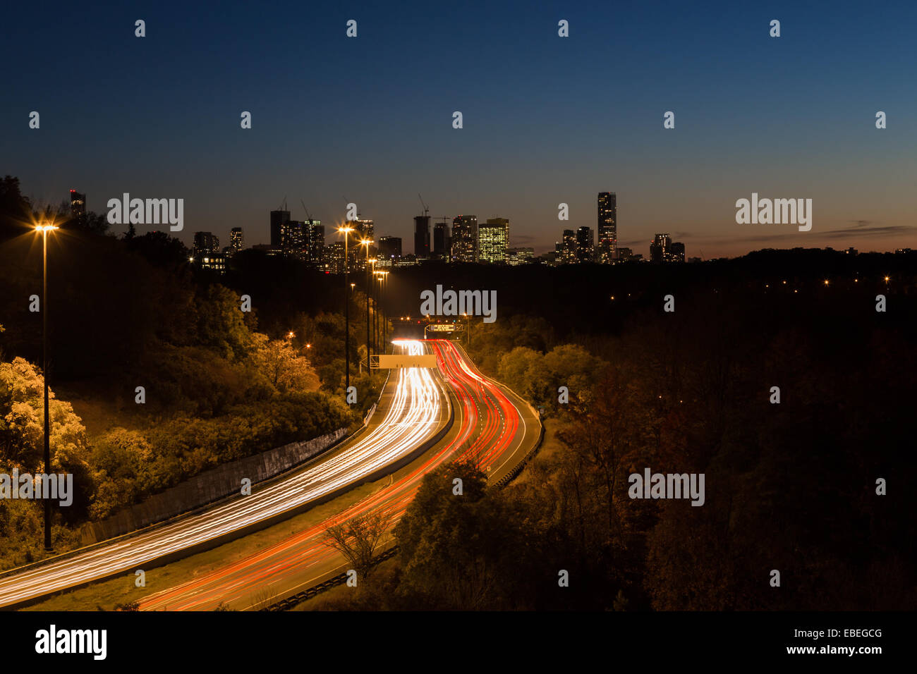 A view of Light trails on a highway Stock Photo - Alamy
