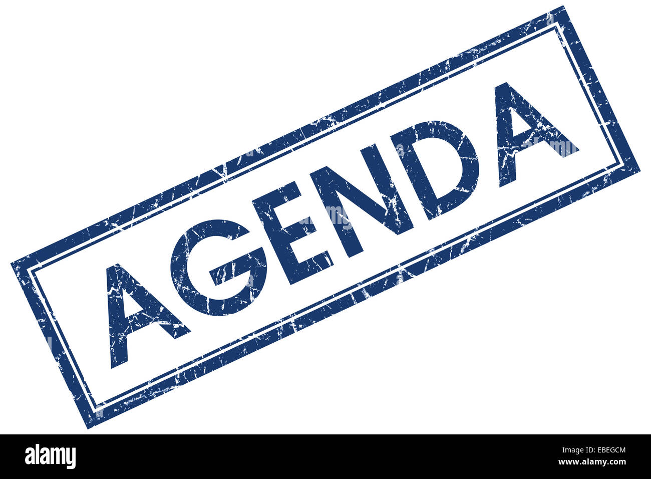 Agenda blue square grungy stamp isolated on white background Stock ...