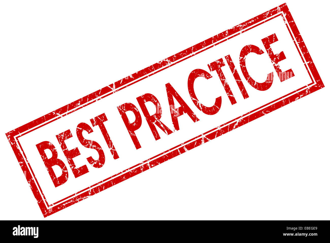 Best practice red square grungy stamp isolated on white background ...