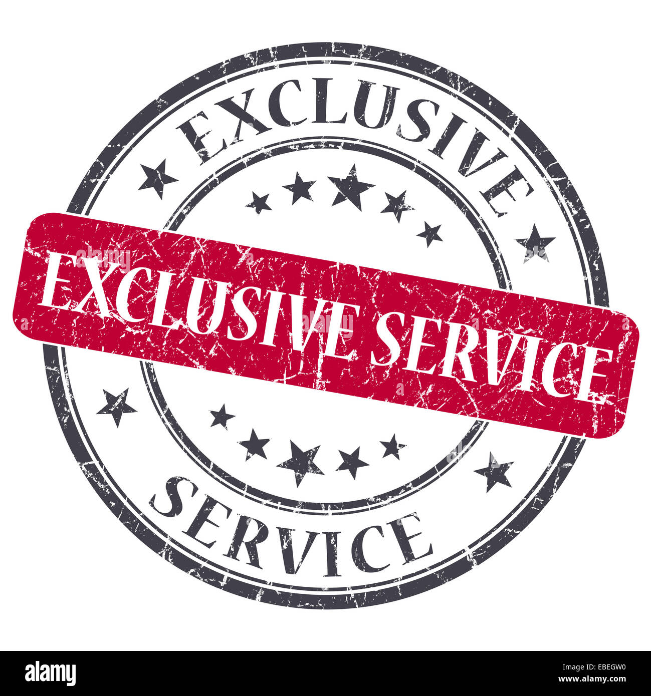 Exclusive service red round grungy stamp isolated on white background ...