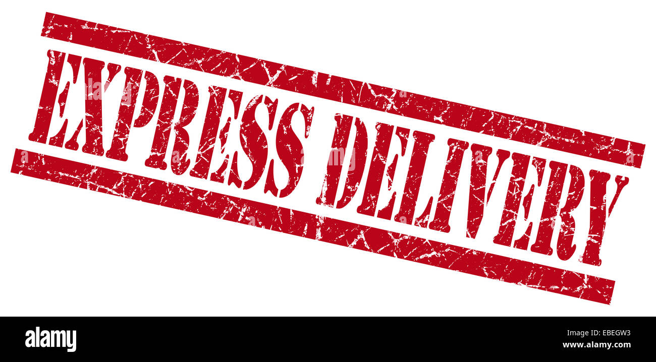 express delivery red grungy stamp isolated on white background Stock ...