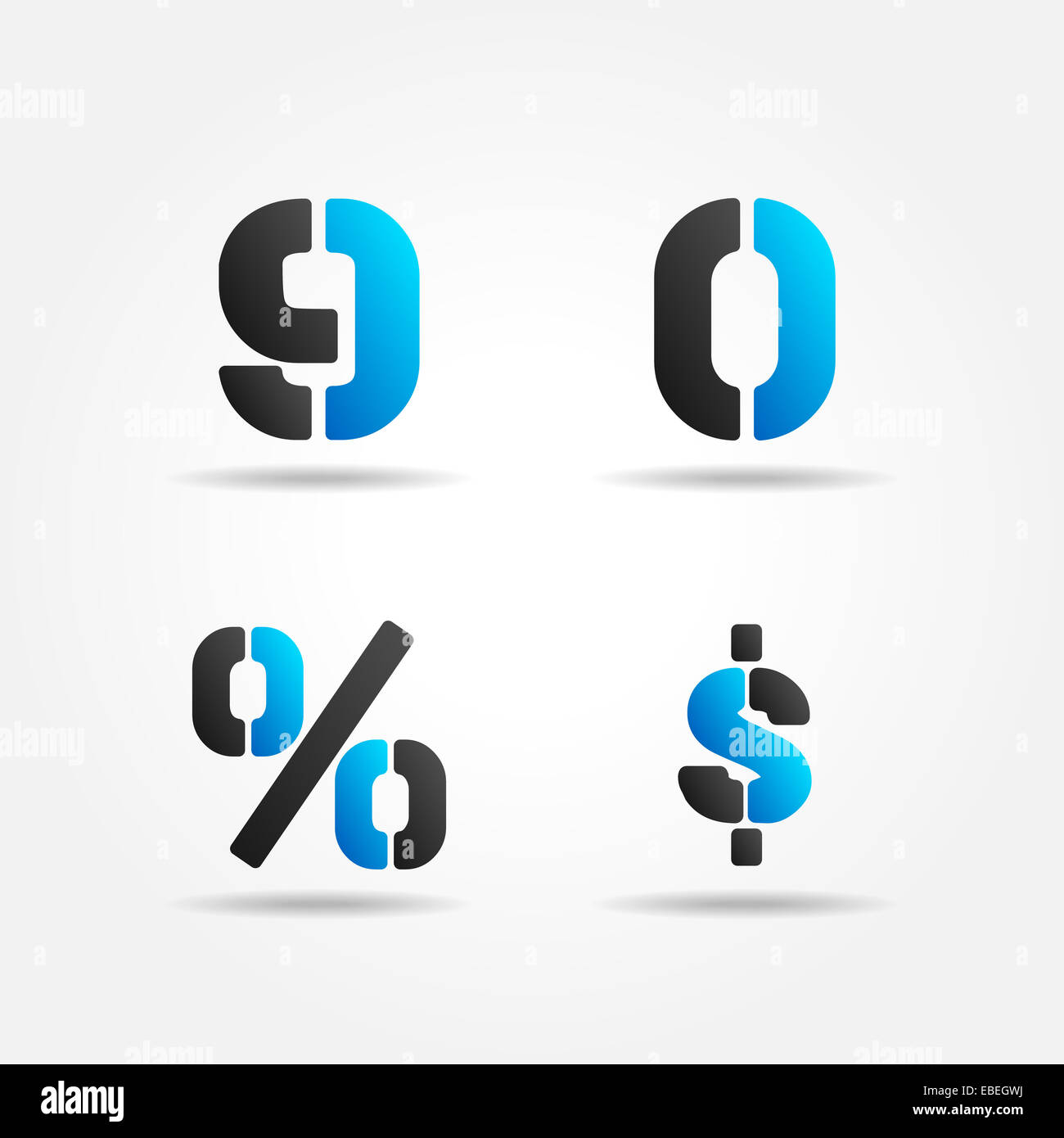 90 3d blue stencil numbers Stock Photo - Alamy