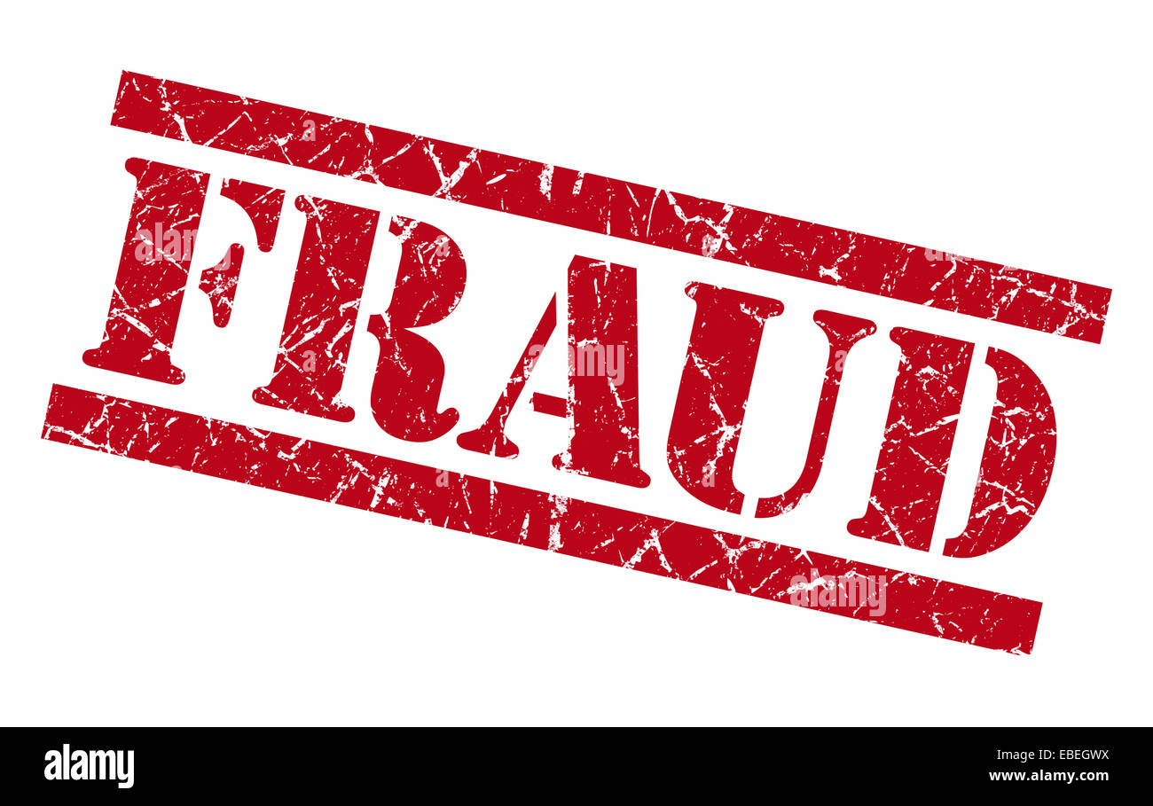 fraud red grungy stamp isolated on white background Stock Photo - Alamy