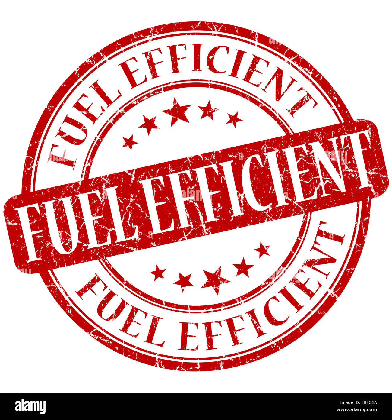 Fuel efficient grunge red round stamp Stock Photo - Alamy