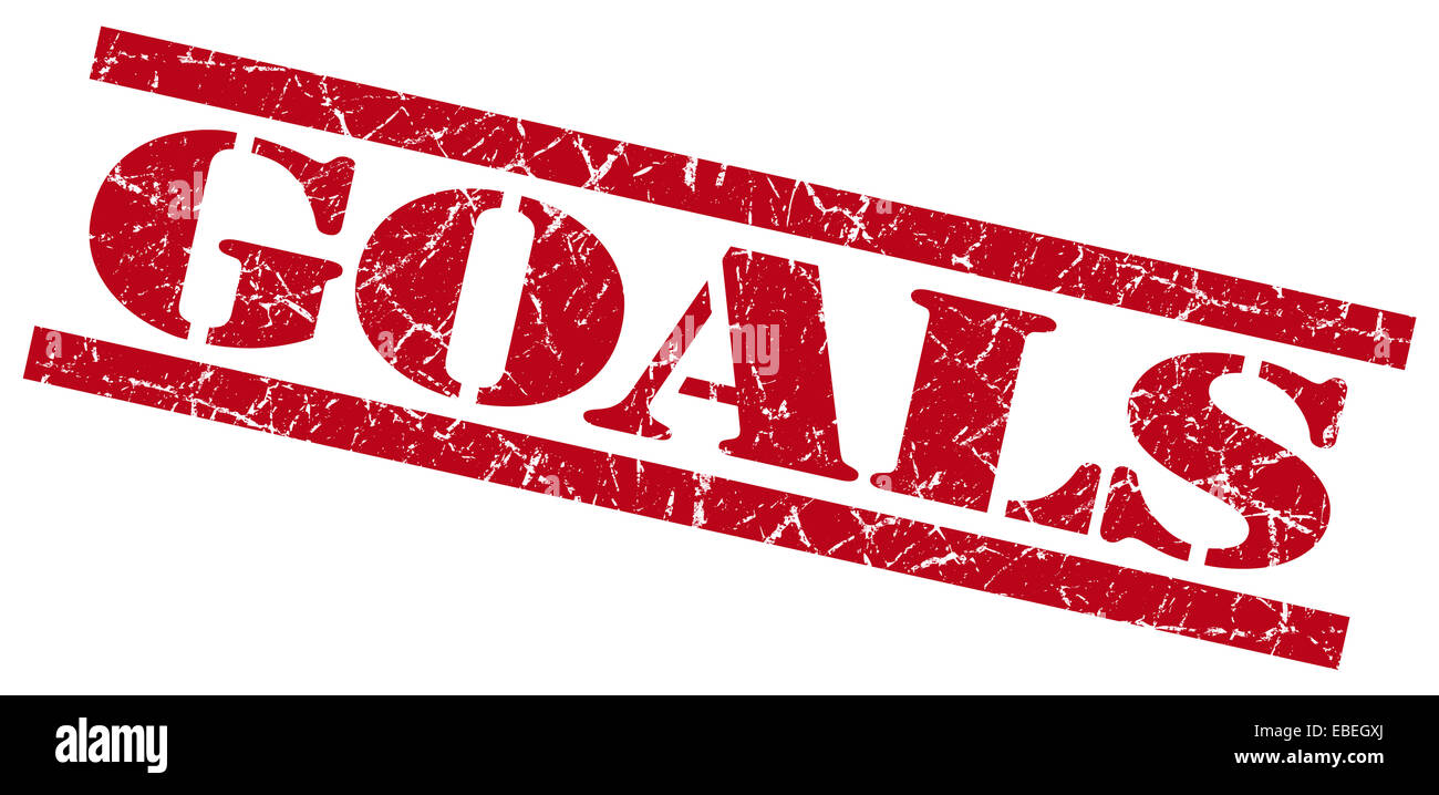 goals red grungy stamp on white background Stock Photo - Alamy