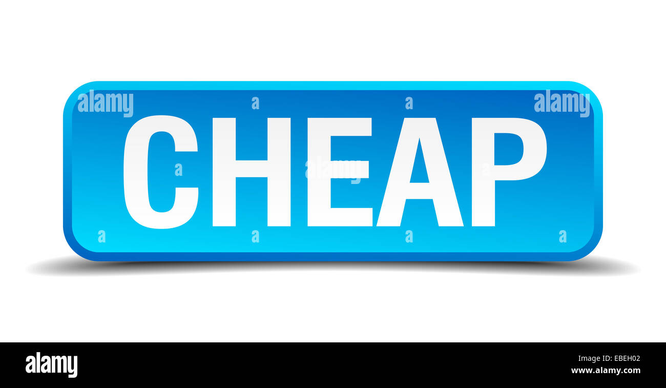 cheap blue 3d realistic square isolated button Stock Photo - Alamy