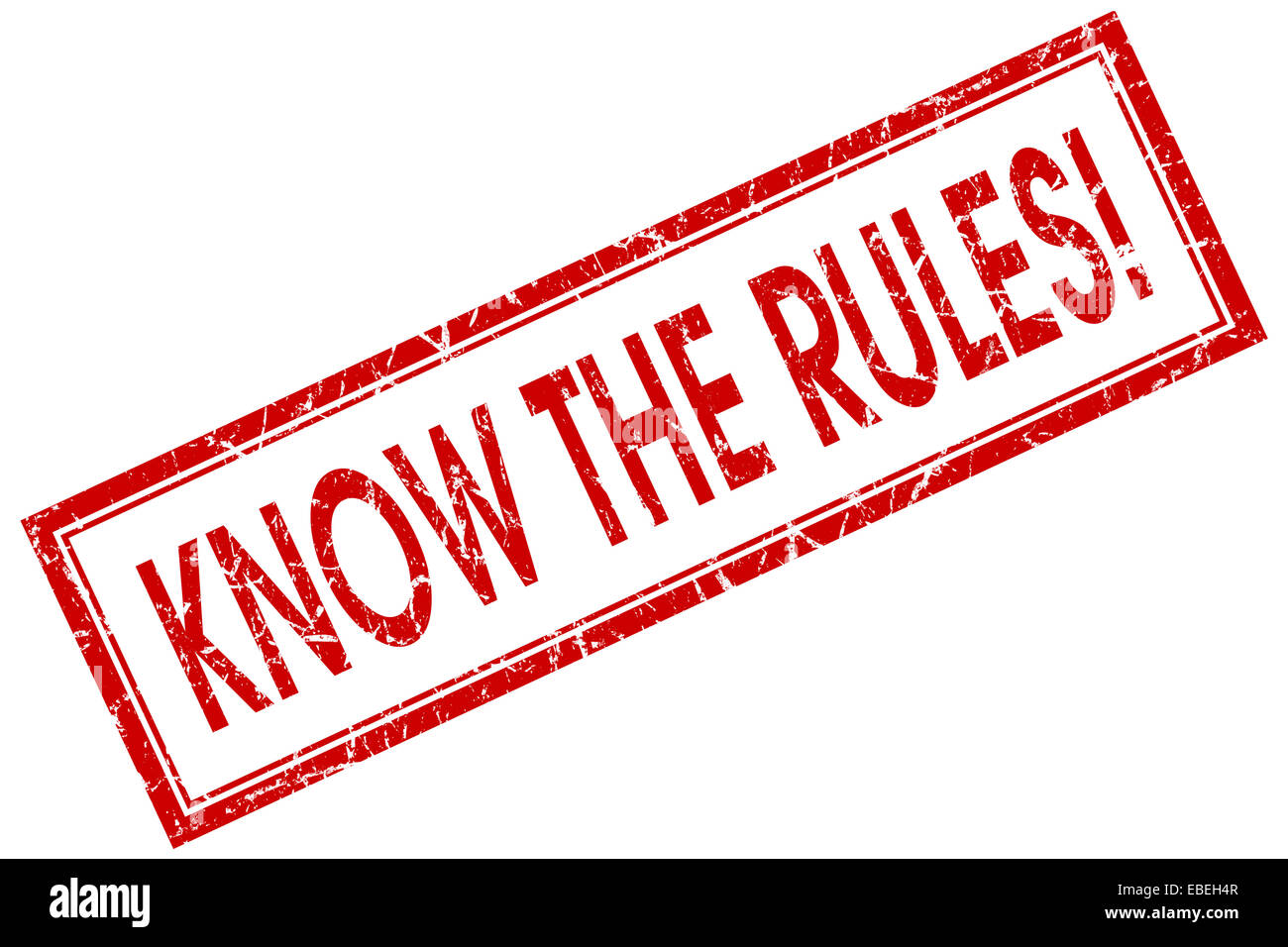 Know the rules red square grungy stamp isolated on white background ...