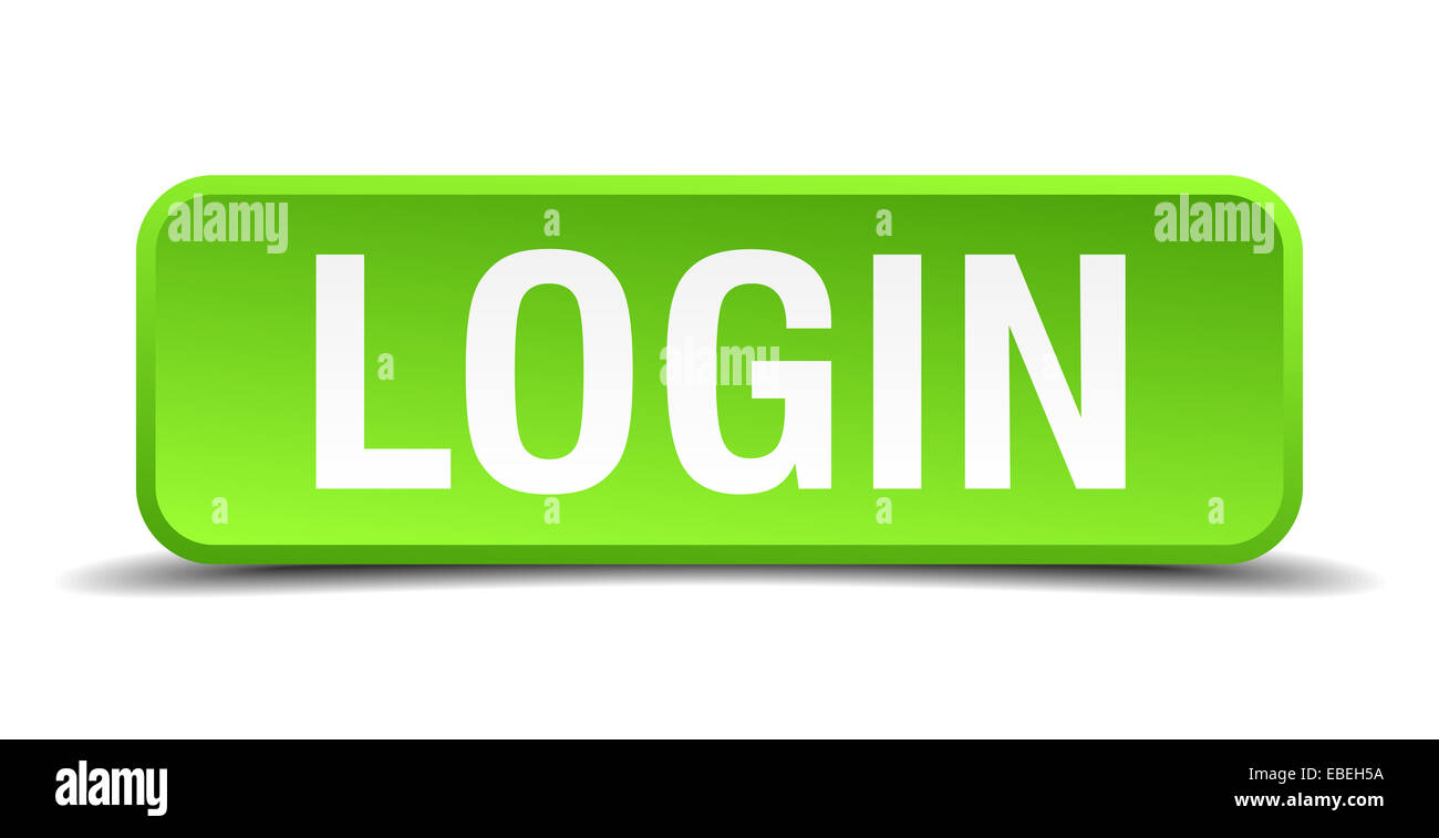 Login green 3d realistic square isolated button Stock Photo - Alamy