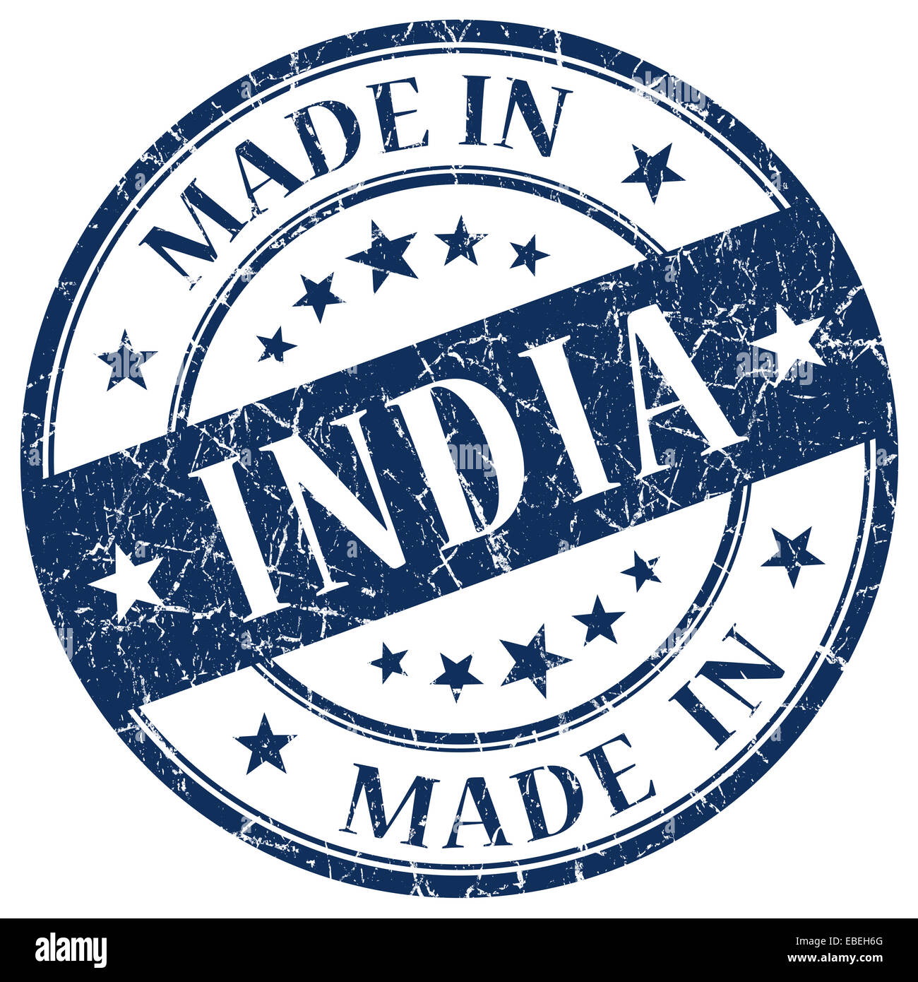 Made In India blue stamp Stock Photo - Alamy