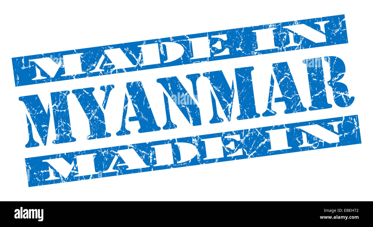 made in Myanmar grunge blue stamp Stock Photo - Alamy