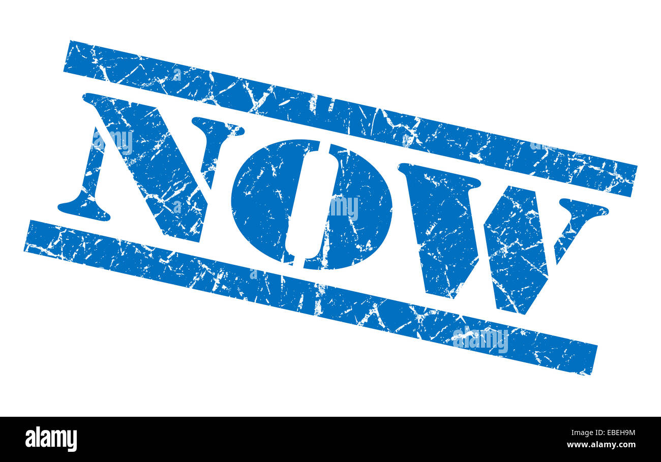 now blue grunge stamp isolated on white Stock Photo - Alamy