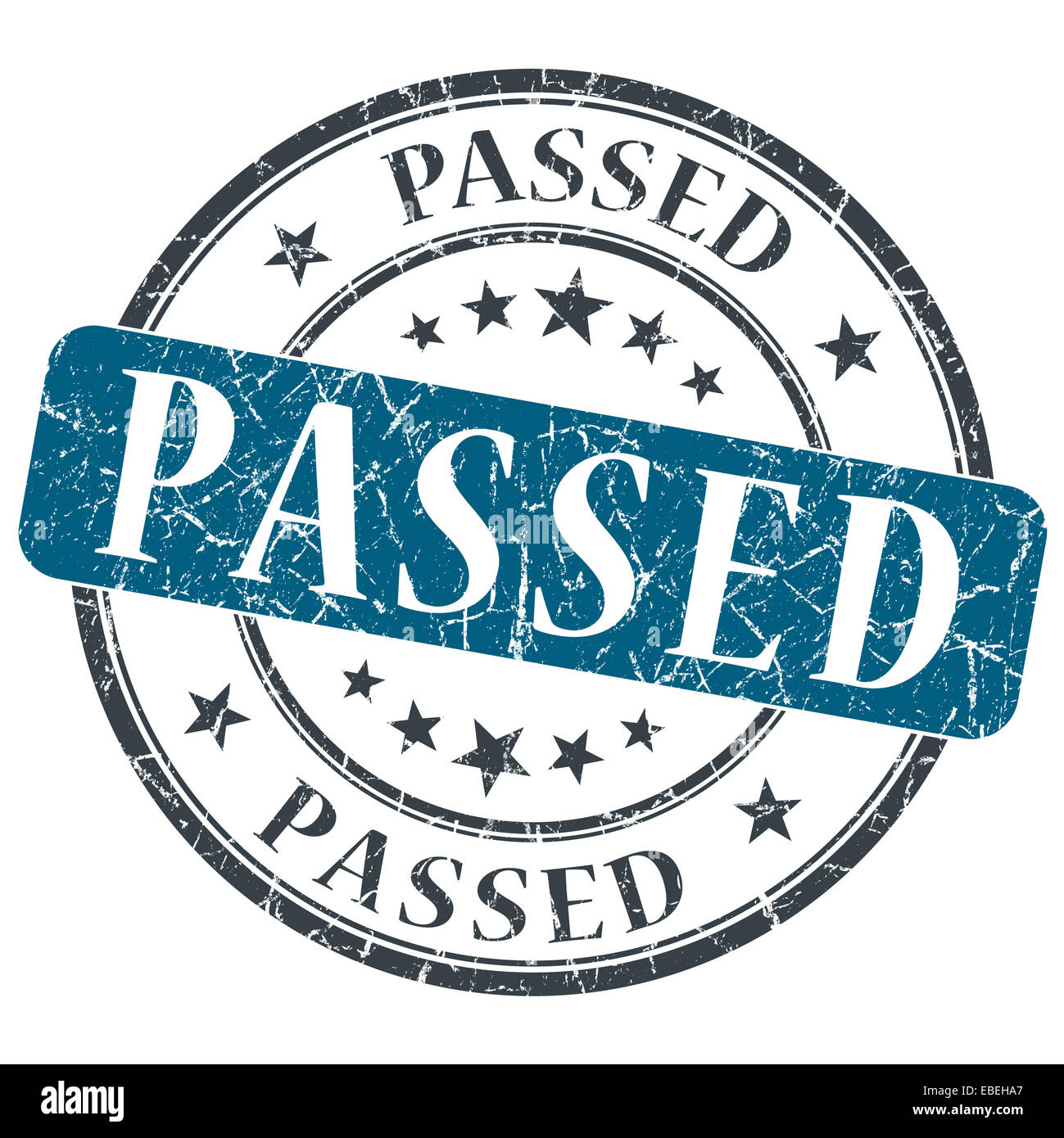 passed blue round grungy stamp isolated on white background Stock Photo ...