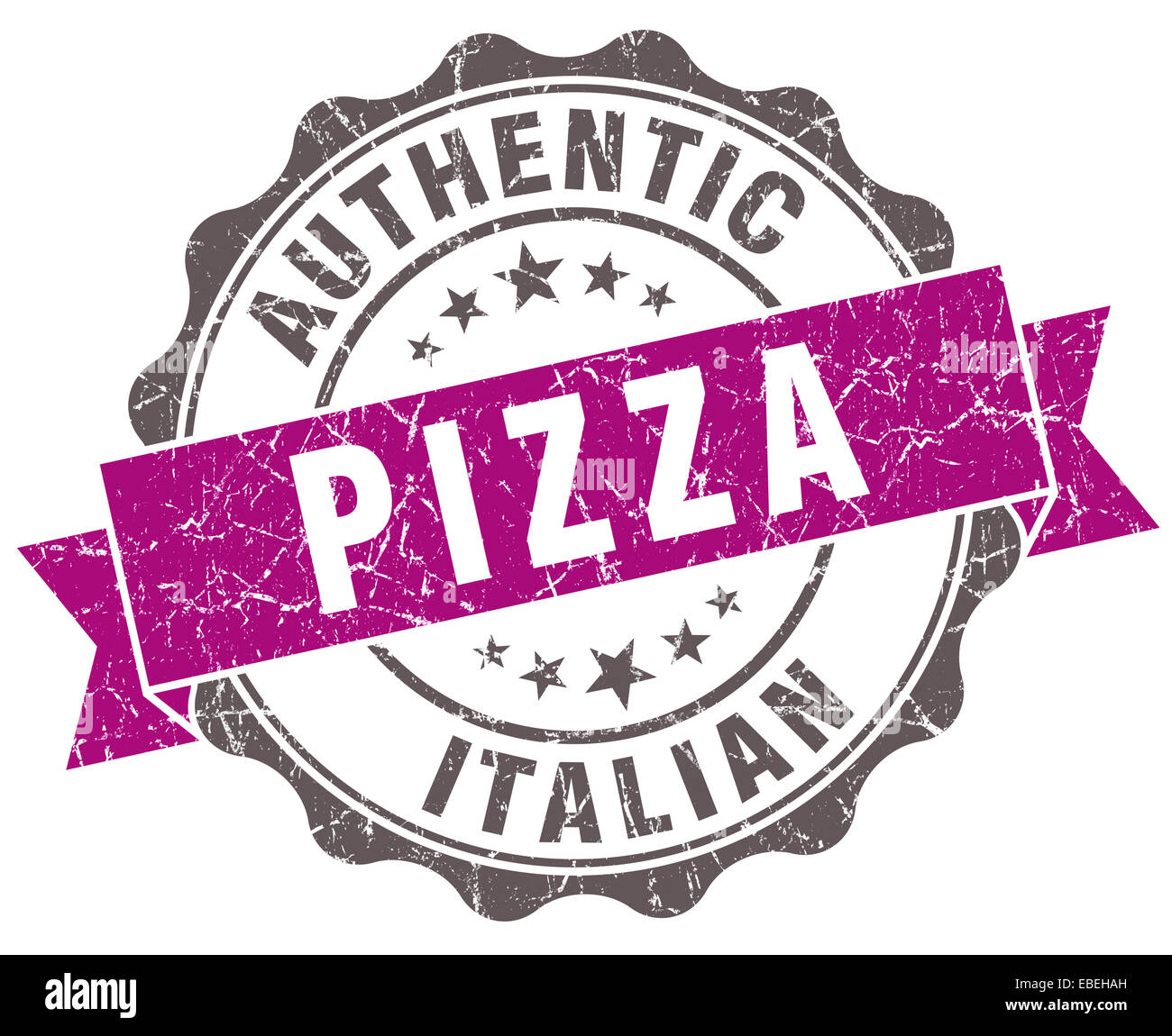 Pizza violet grunge retro style isolated seal Stock Photo - Alamy