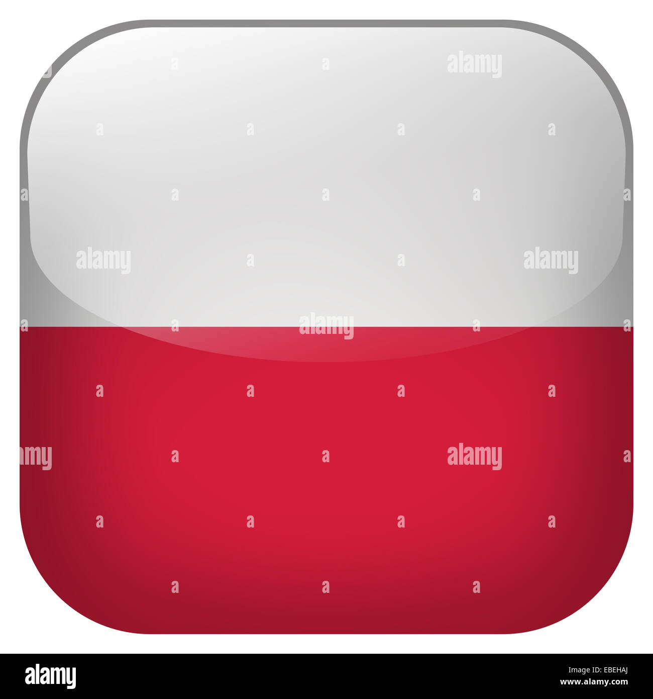 Poland national flag square button isolated on white background Stock ...