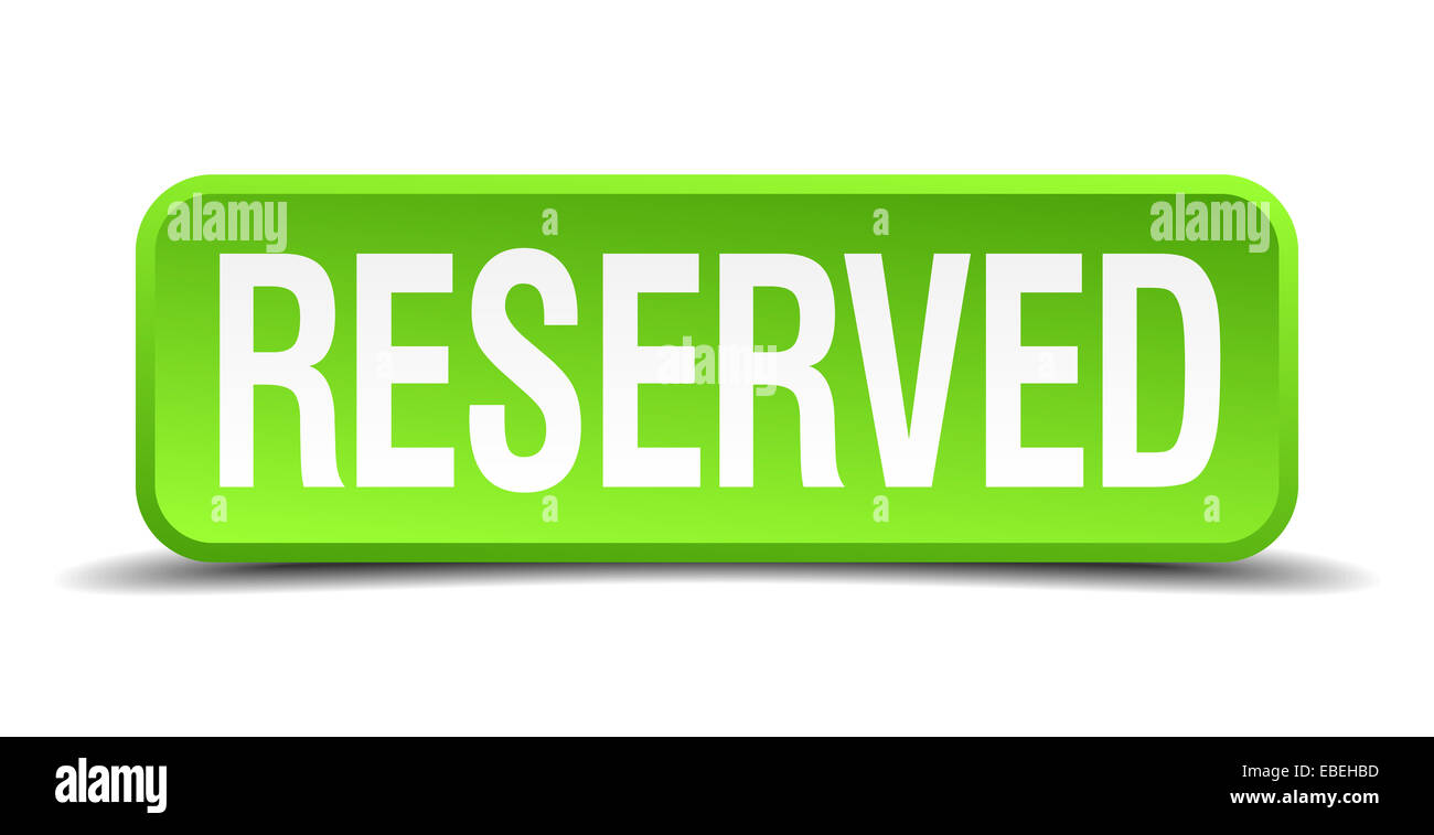 Reserved green 3d realistic square isolated button Stock Photo - Alamy