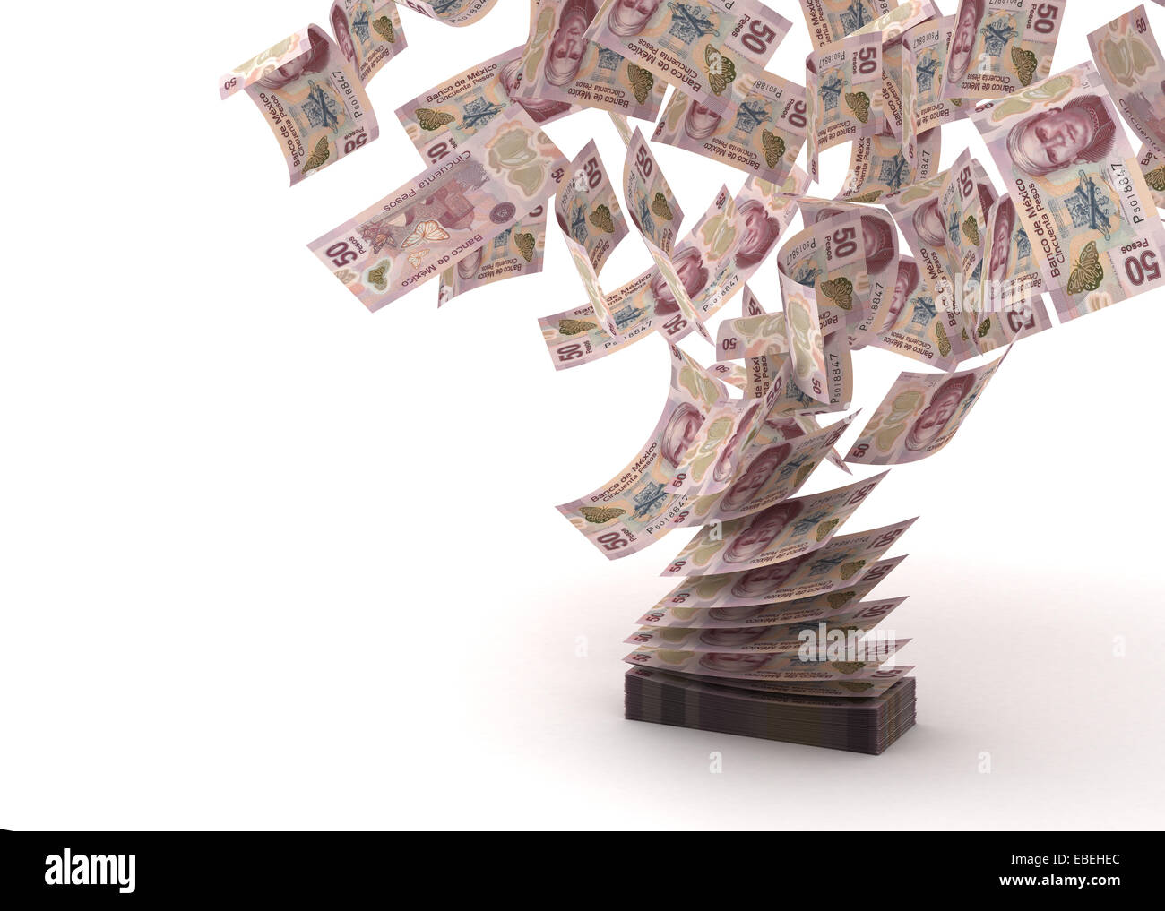 Flying Mexican Pesos (isolated with clipping path Stock Photo - Alamy