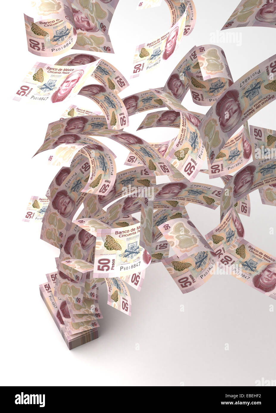 Flying Mexican Pesos (isolated with clipping path Stock Photo - Alamy