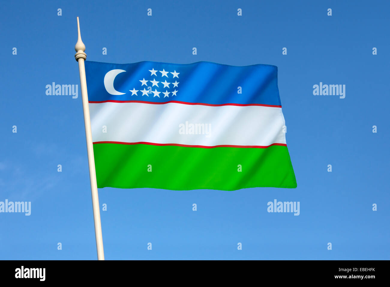 Flag of Uzbekistan Stock Photo - Alamy