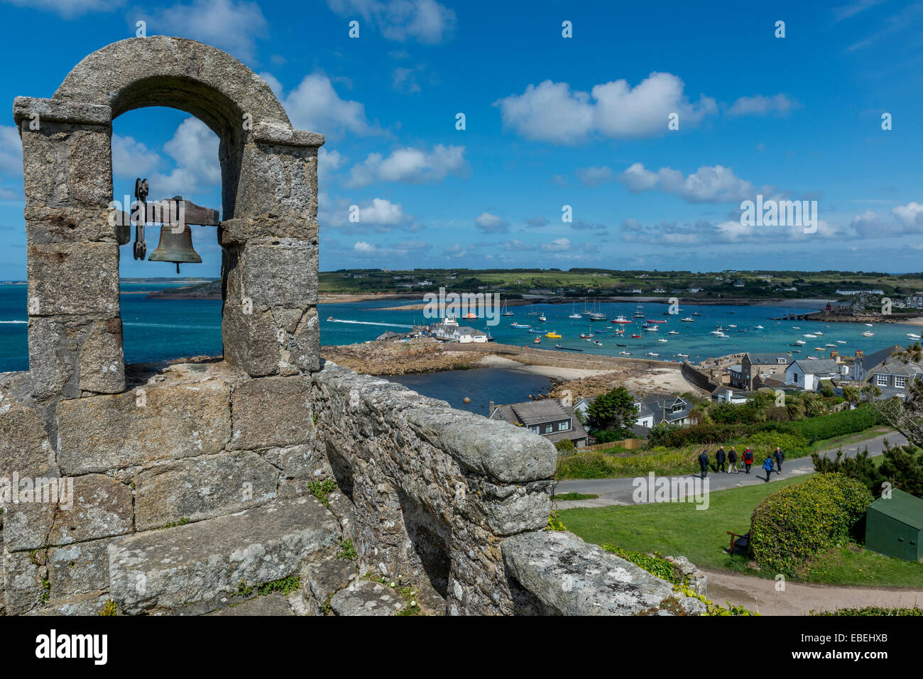 Hugh town harbour viewed from the garrison. St Mary's. Scilly Isles ...