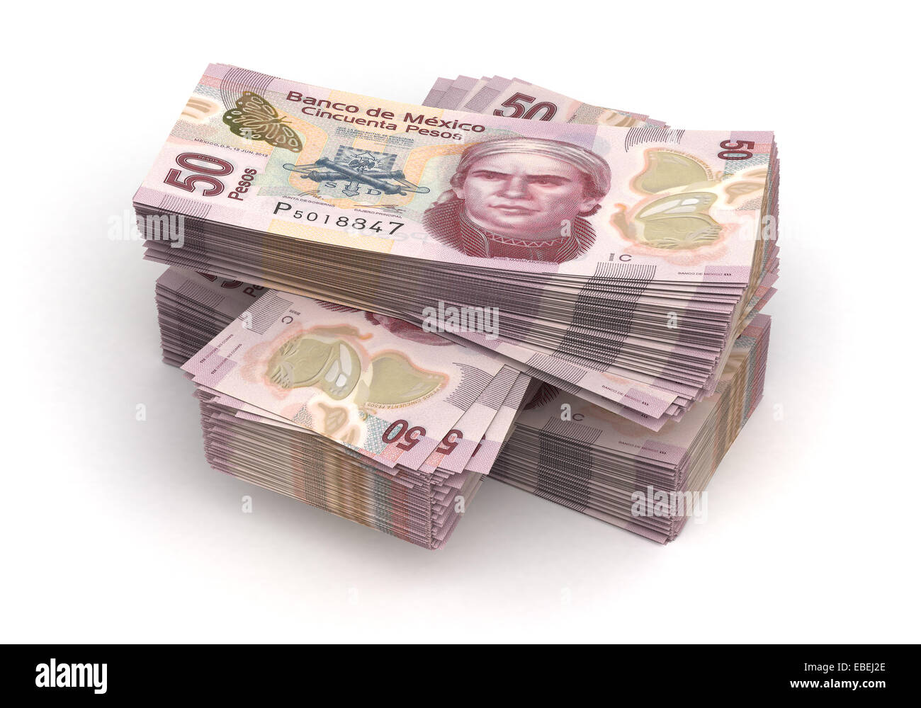 Stack of Mexican Pesos (isolated with clipping path Stock Photo - Alamy