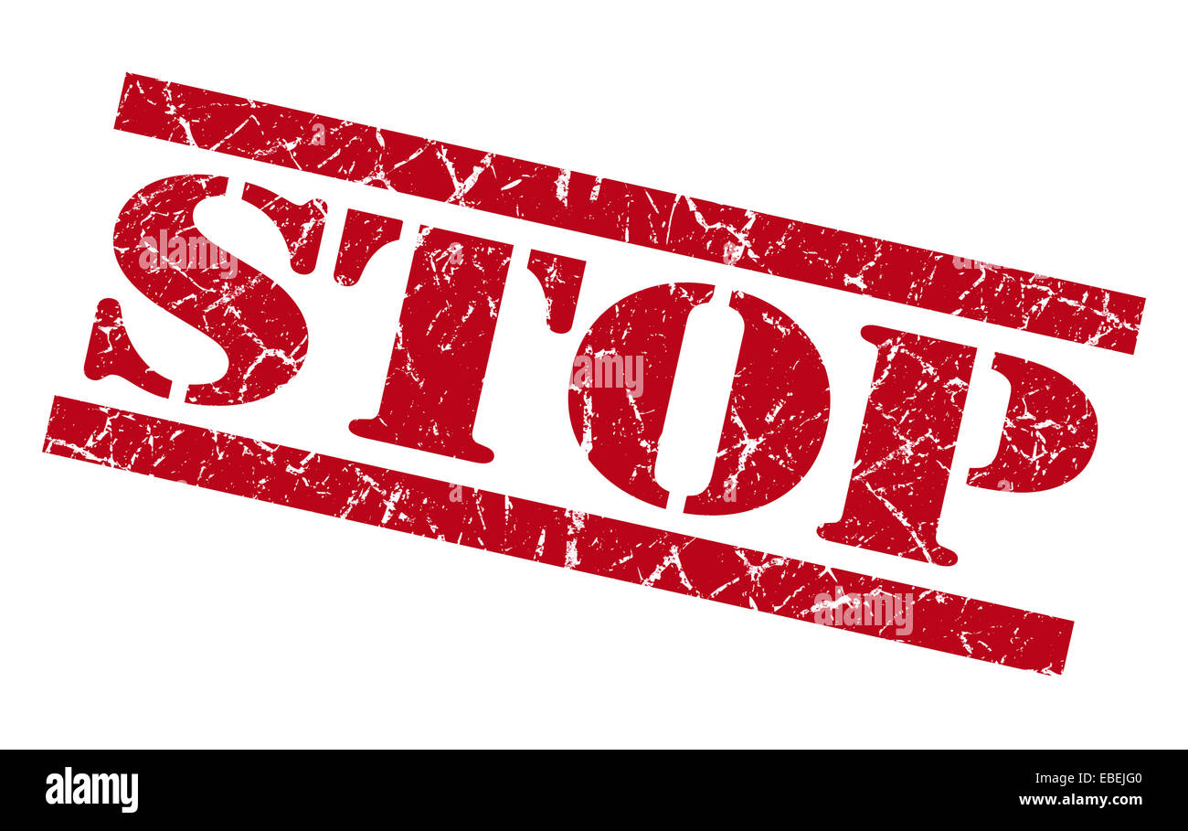 stop red grunge stamp isolated on white Stock Photo - Alamy