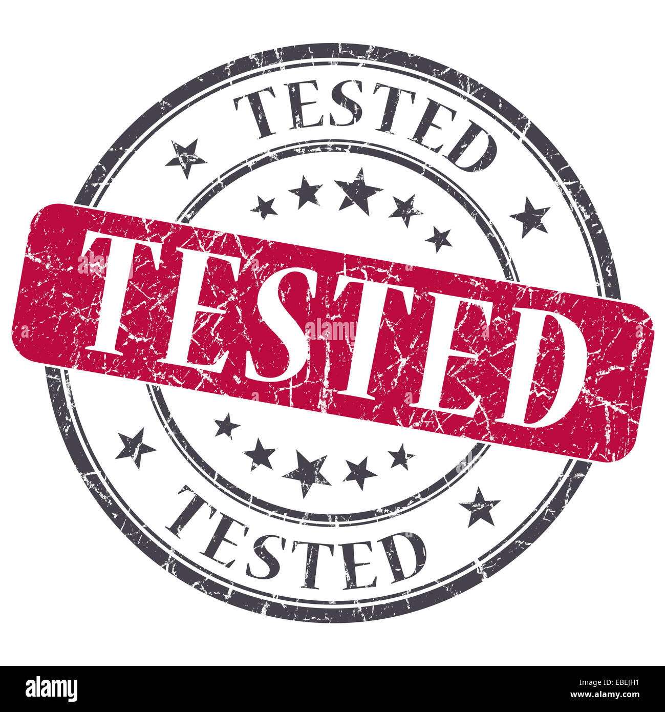 tested red round grungy stamp isolated on white background Stock Photo ...