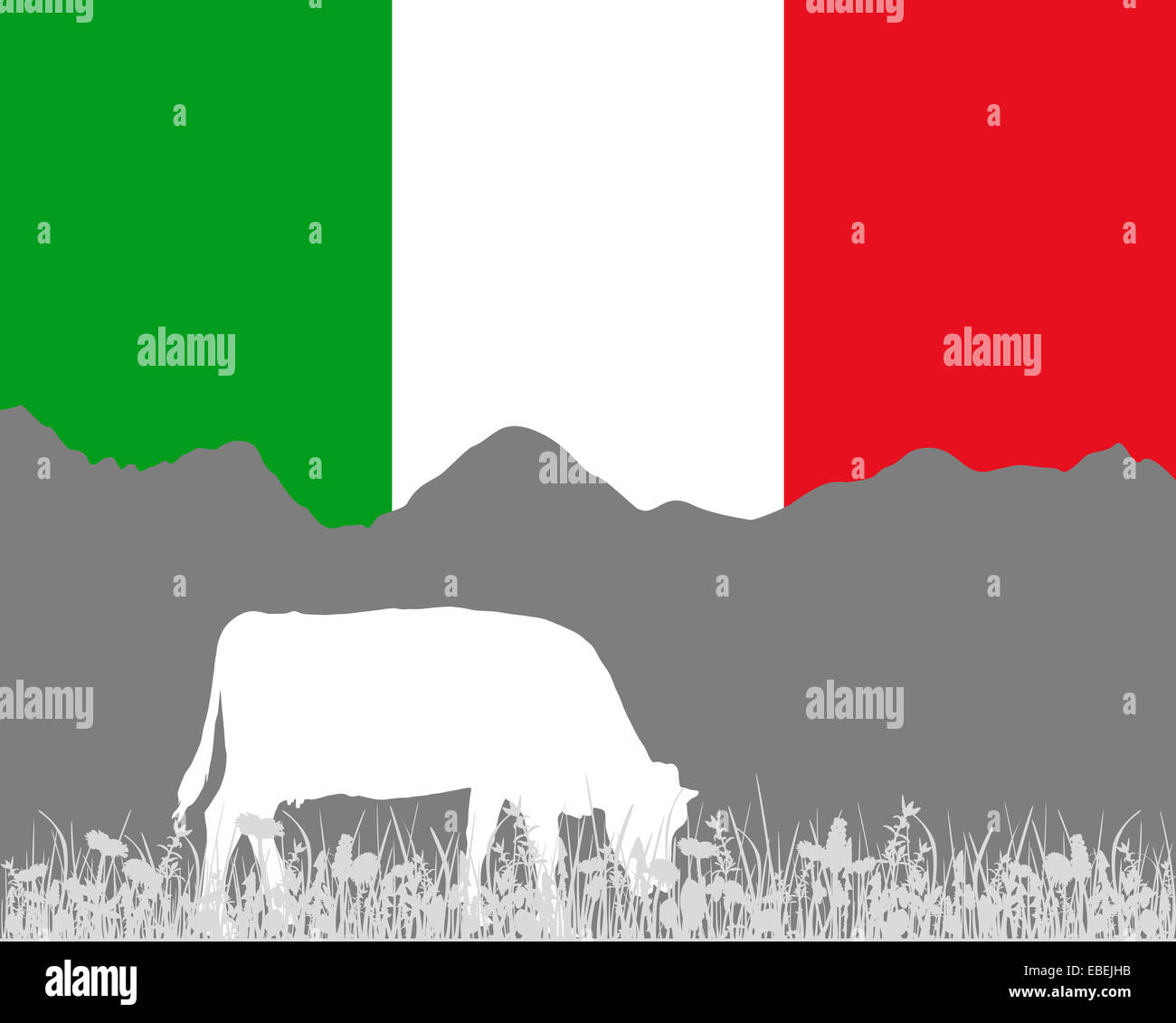 Cow alp and italian flag Stock Photo - Alamy