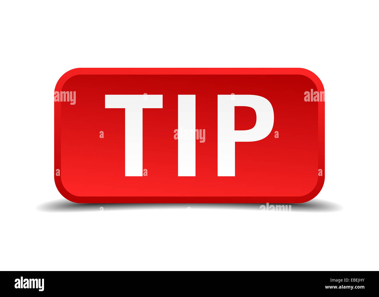 Tip red 3d square button isolated on white Stock Photo - Alamy