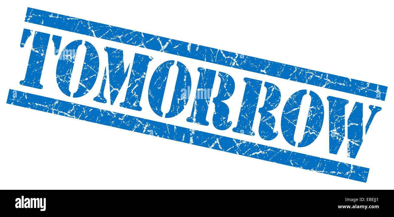 tomorrow blue square grunge textured isolated stamp Stock Photo - Alamy