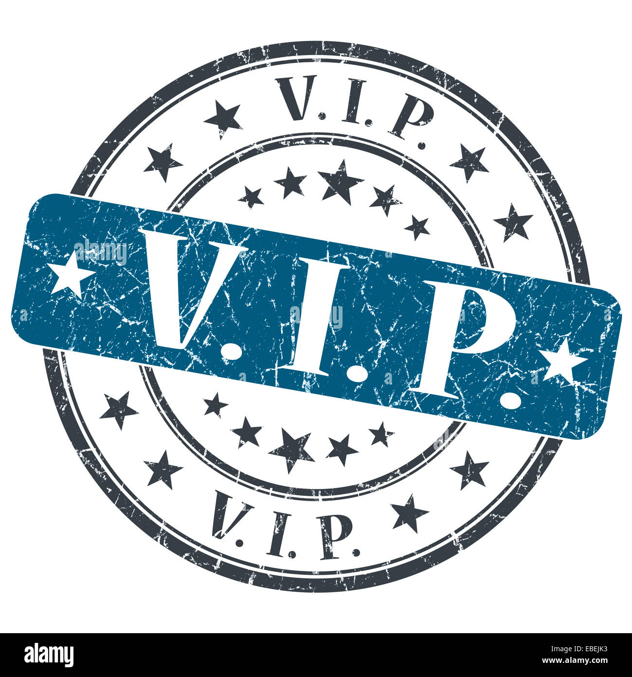 VIP blue grunge round stamp on white background Stock Photo - Alamy