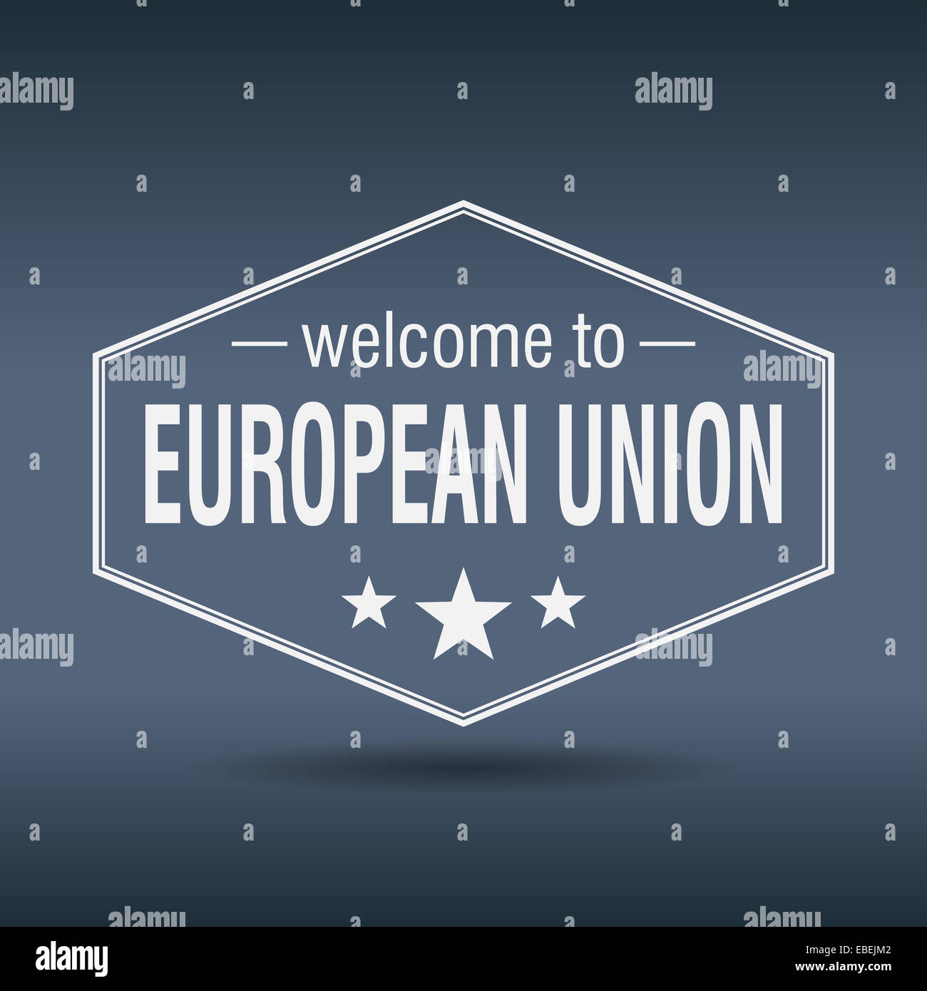 welcome to European Union hexagonal white vintage label Stock Photo - Alamy