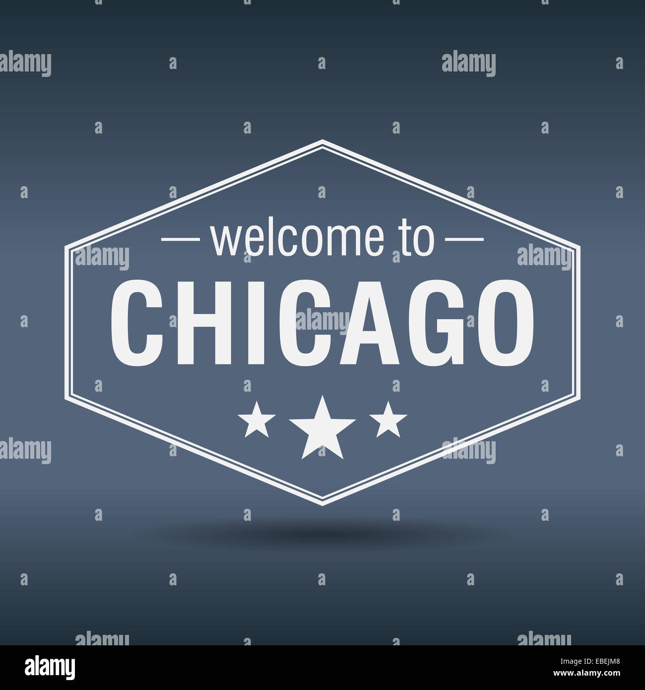 welcome to Chicago hexagonal white vintage label Stock Photo - Alamy