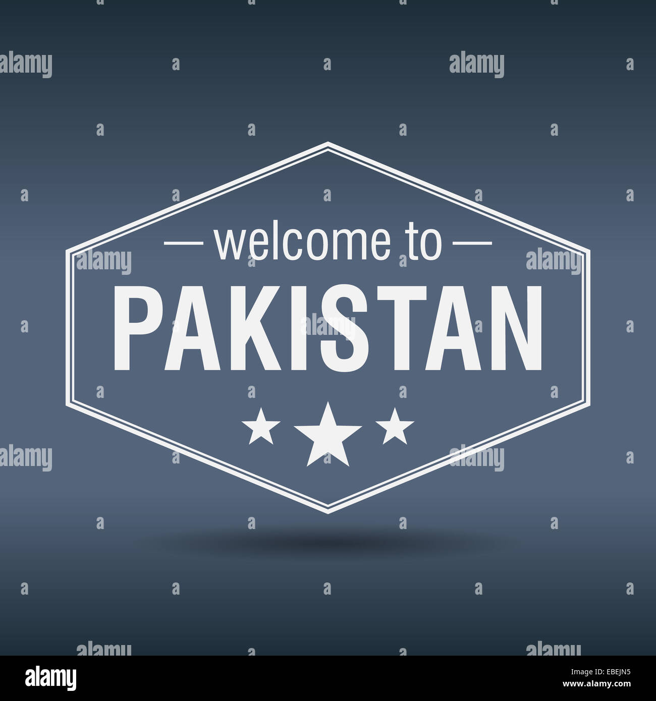 welcome to Pakistan hexagonal white vintage label Stock Photo - Alamy